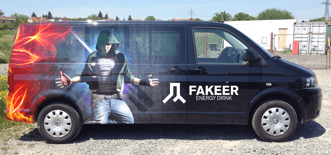 Design of advertising car print for the Fakeer brand - Norbou ICT